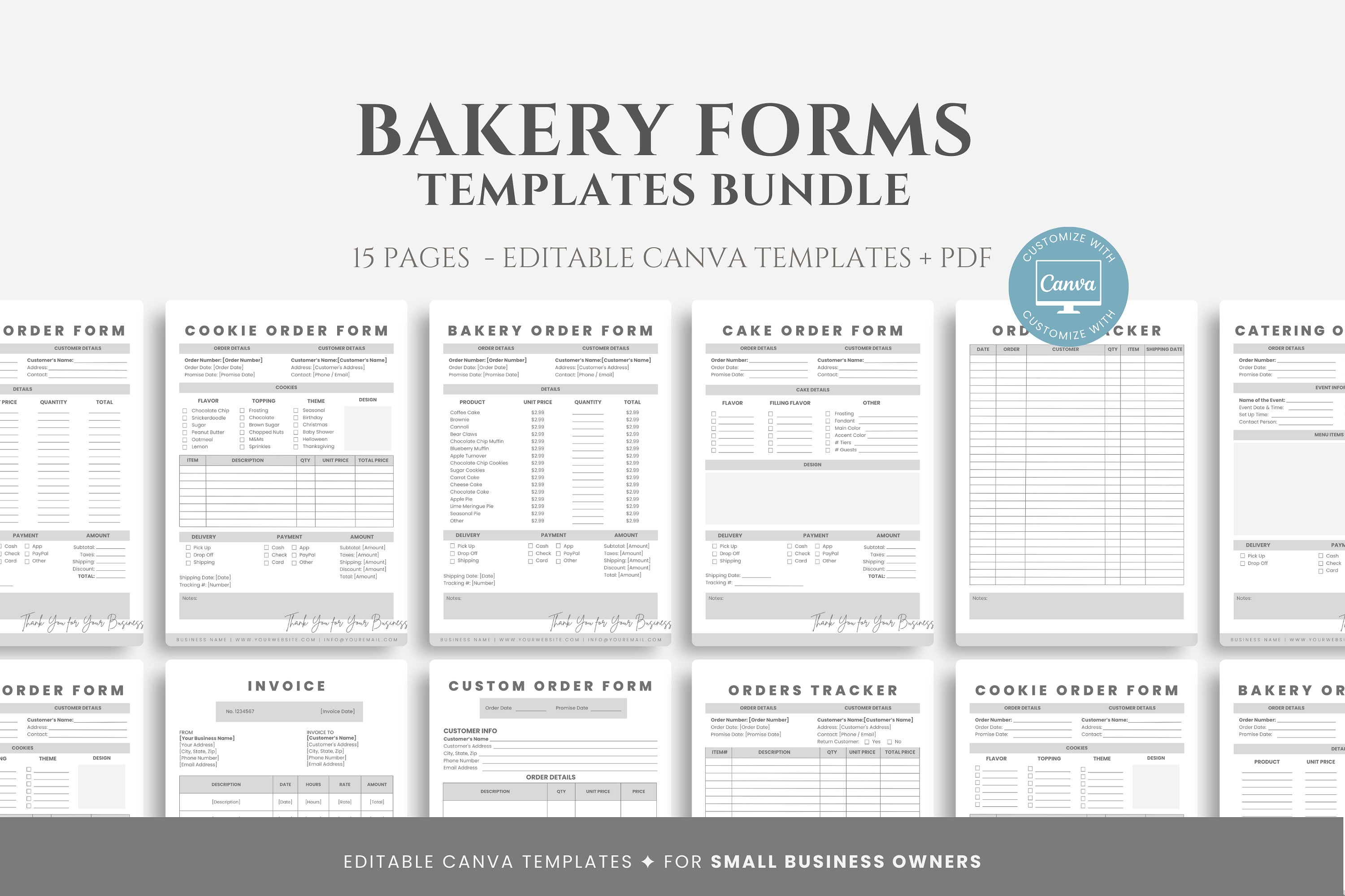 Editable Bakery Forms Templates Bundle, Printable Bakery Order Form ...