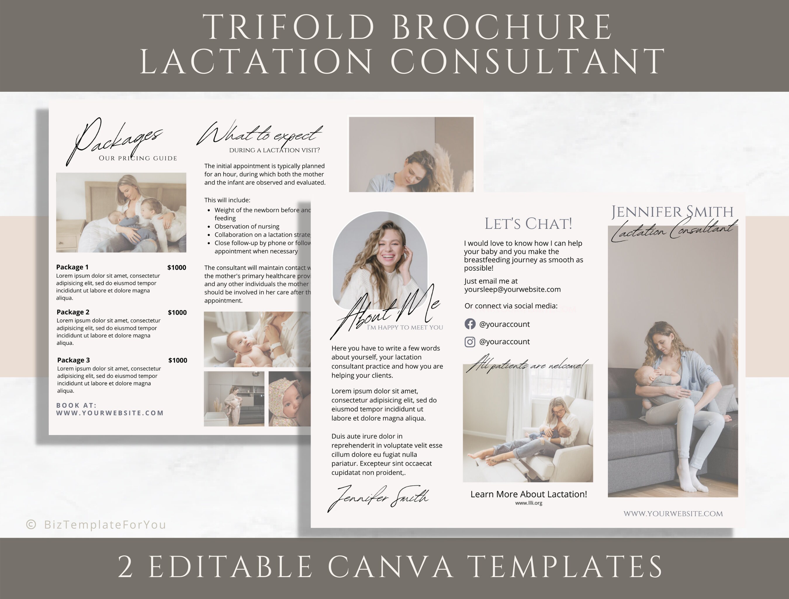 Editable Lactation Consultant Trifold Brochure Template - Etsy