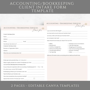 Editable Accounting & Bookkeeping Intake Form Template, Freelance ...