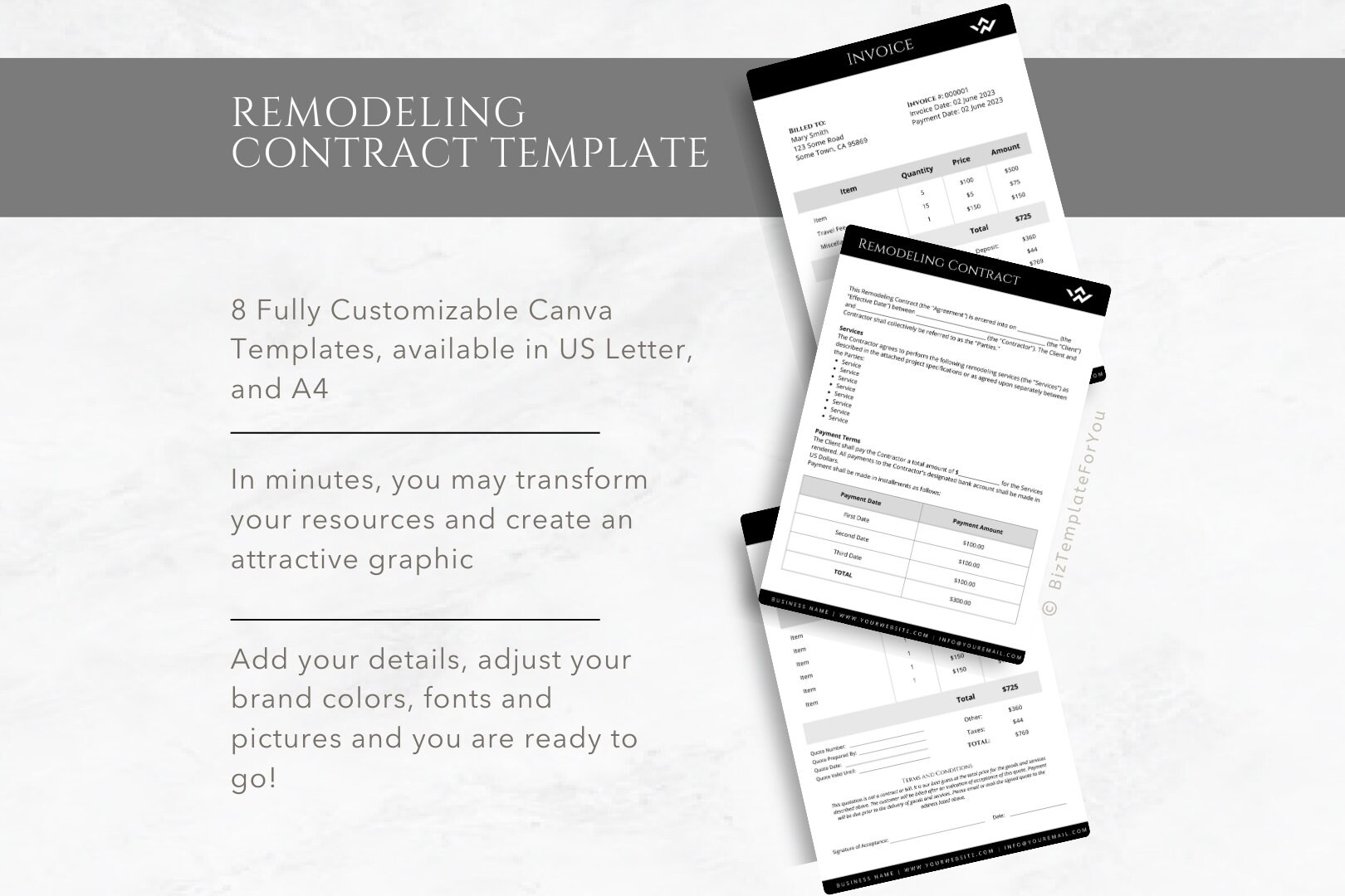 Editable Home Remodeling Contract Template, Professional House ...