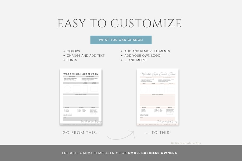 Editable Wooden Sign Order Form Template, Printable Wooden Craft Order ...