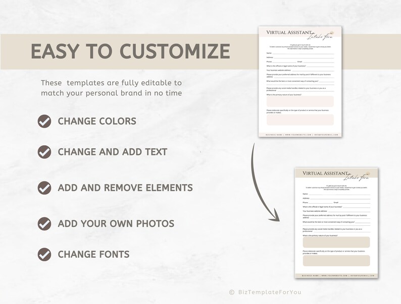 Editable Virtual Assistant Client Intake Form Template - Etsy