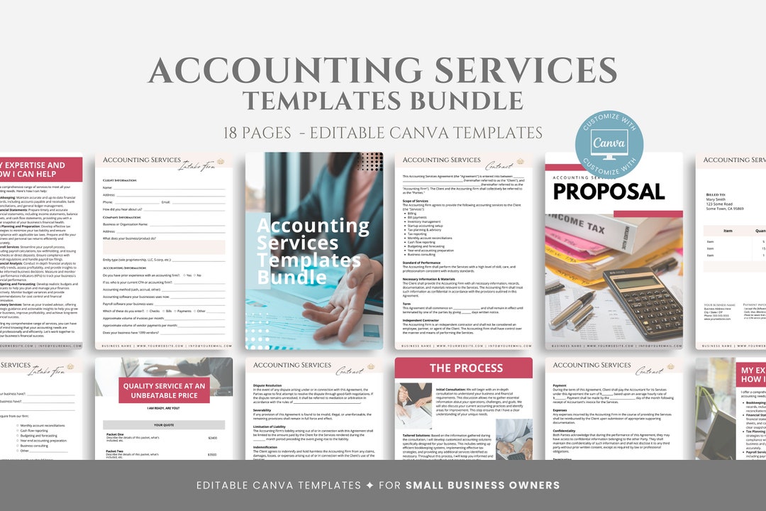 Editable Accounting Services Templates Bundle, Freelance Accountant ...