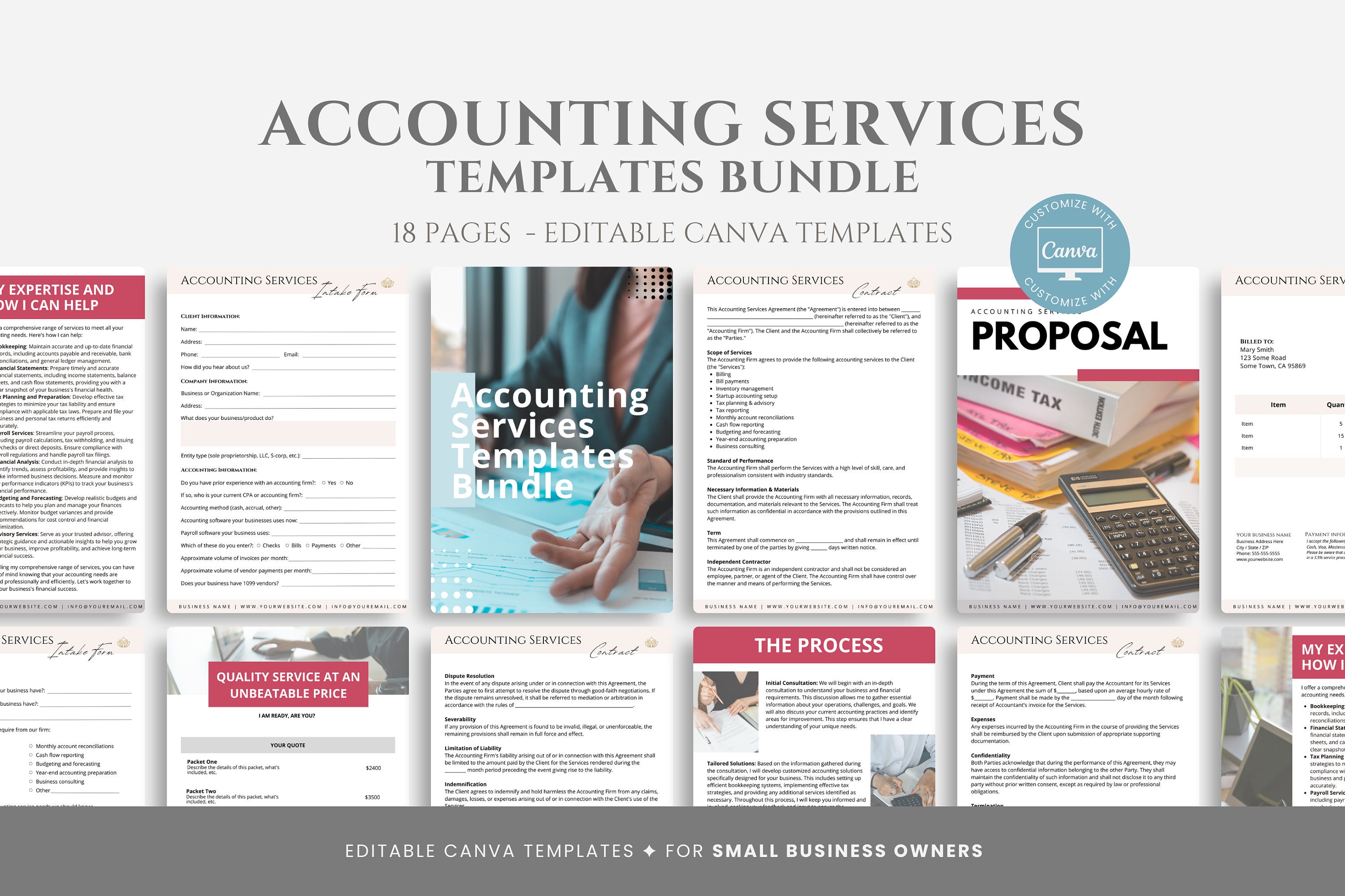 Editable Accounting Services Templates Bundle, Freelance Accountant ...