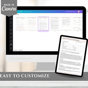 Editable Birth Photographer Contract Template Bundle, Including Intake Form & Invoice. Made in ...