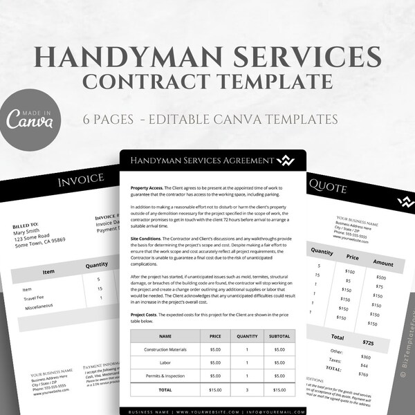 Handyman Contract - Etsy