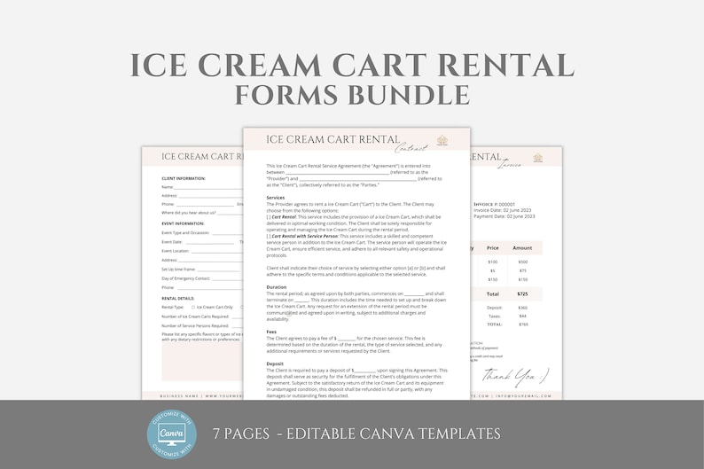 Editable Ice Cream Cart Service Contract Template, Ice Cream Cart ...