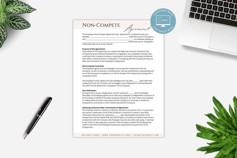 Editable Employee Non-compete Agreement Template, Non Compete Agreement ...