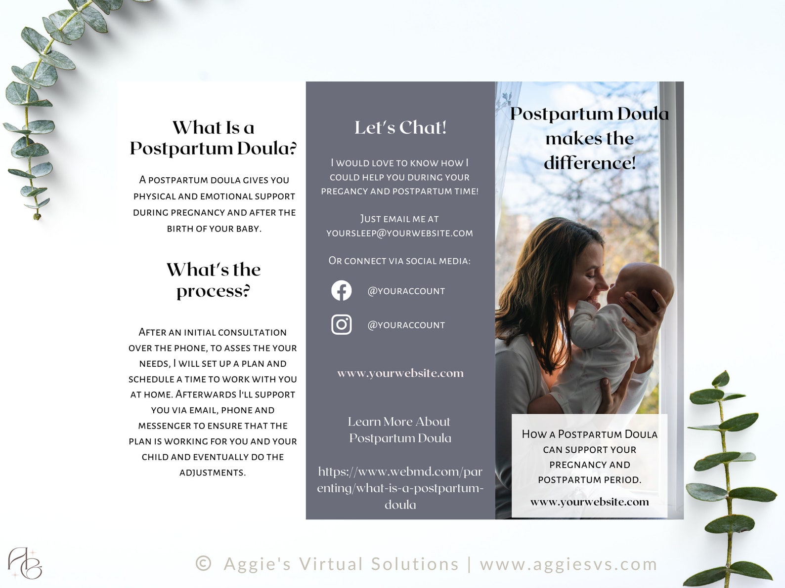 Editable Postpartum Doula Brochure Template Printable | Etsy