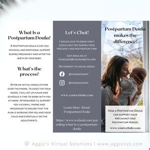 Editable Postpartum Doula Brochure Template Printable | Etsy