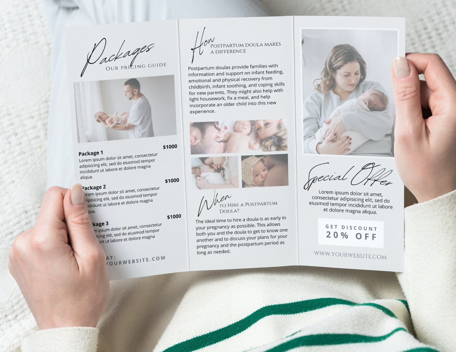 Editable Postpartum Doula Brochure Template, Printable Postpartum Doula ...