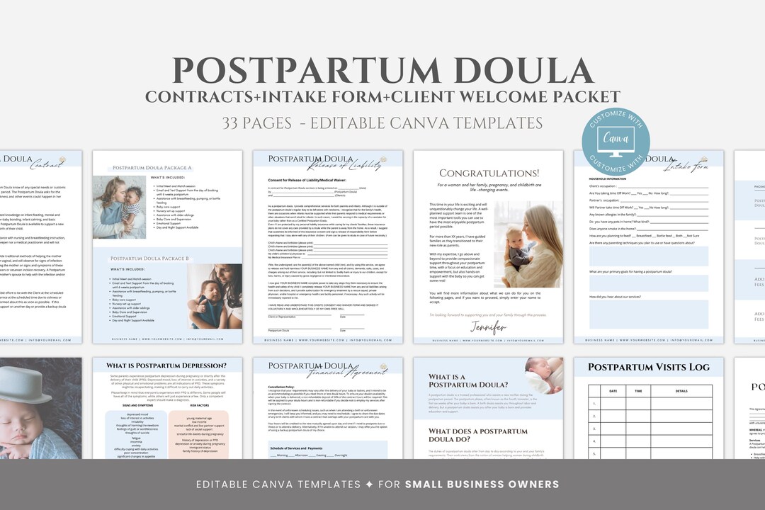 Editable Postpartum Doula Forms Templates Bundle, Postpartum Support ...