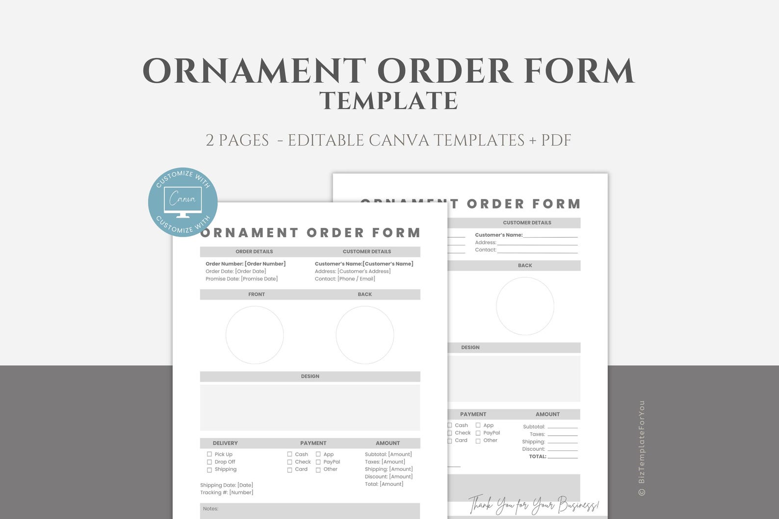 Editable Ornament Order Form Template, Printable Ornament Order Form ...