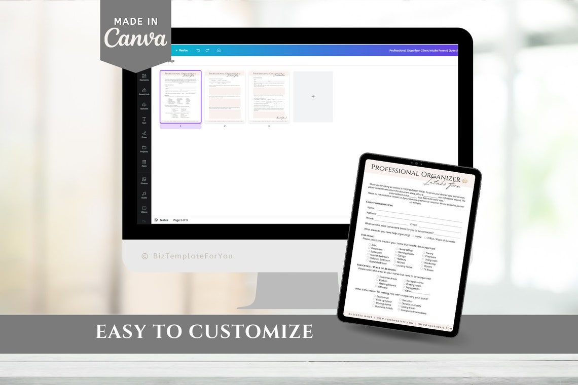 Editable Professional Organizer Client Intake Form Template, Home ...