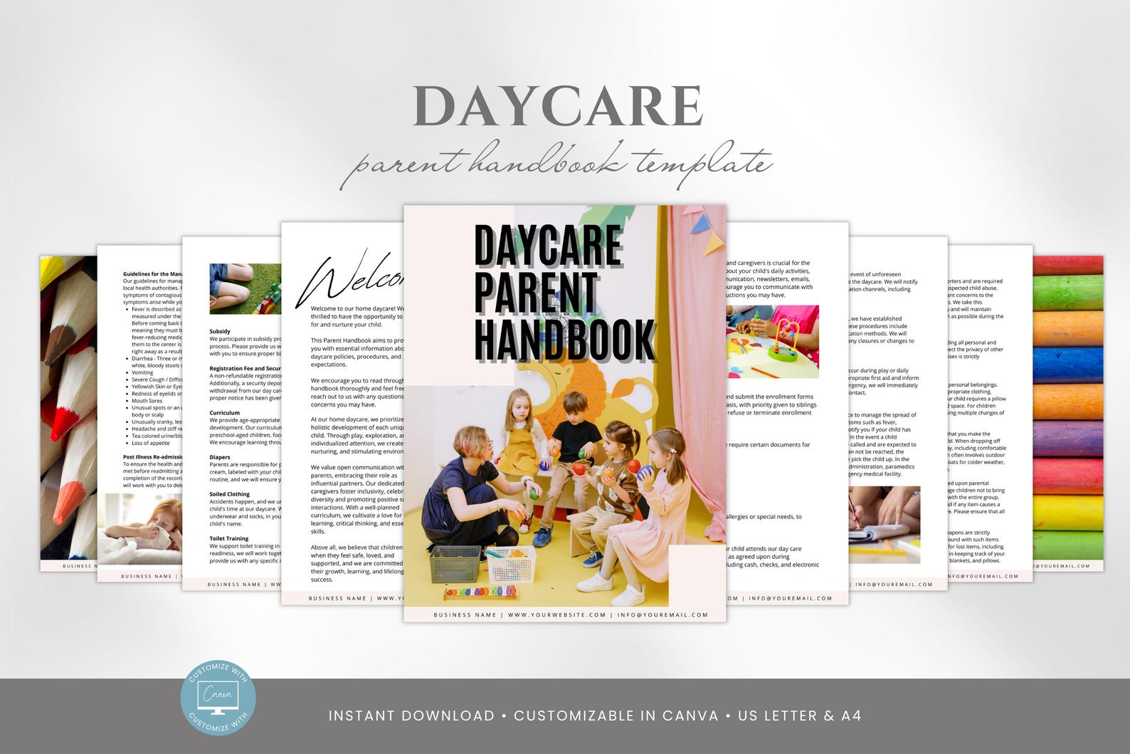 Editable Daycare Parent Handbook Template, Home Daycare Policies ...