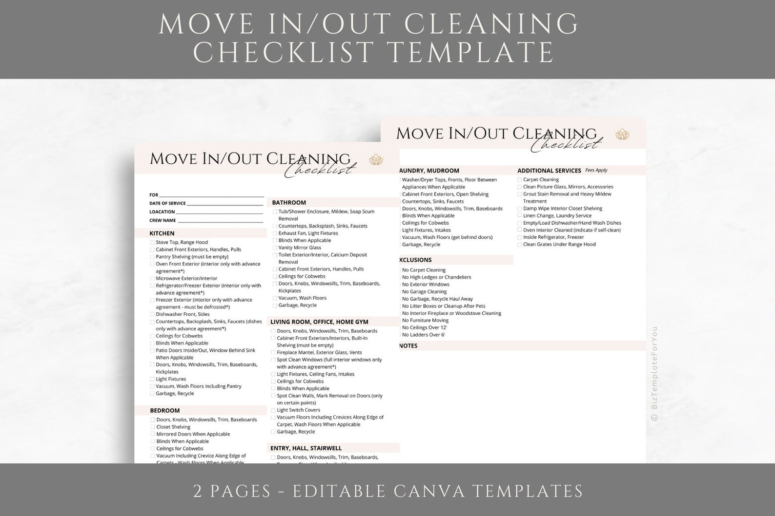 Move In/out Cleaning Checklist, Editable House Cleaning Checklist ...