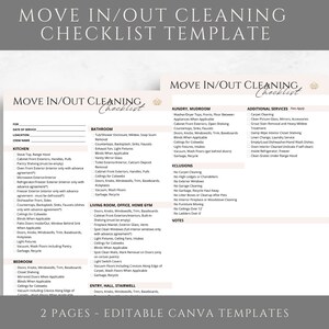 Move In/out Cleaning Checklist, Editable House Cleaning Checklist ...