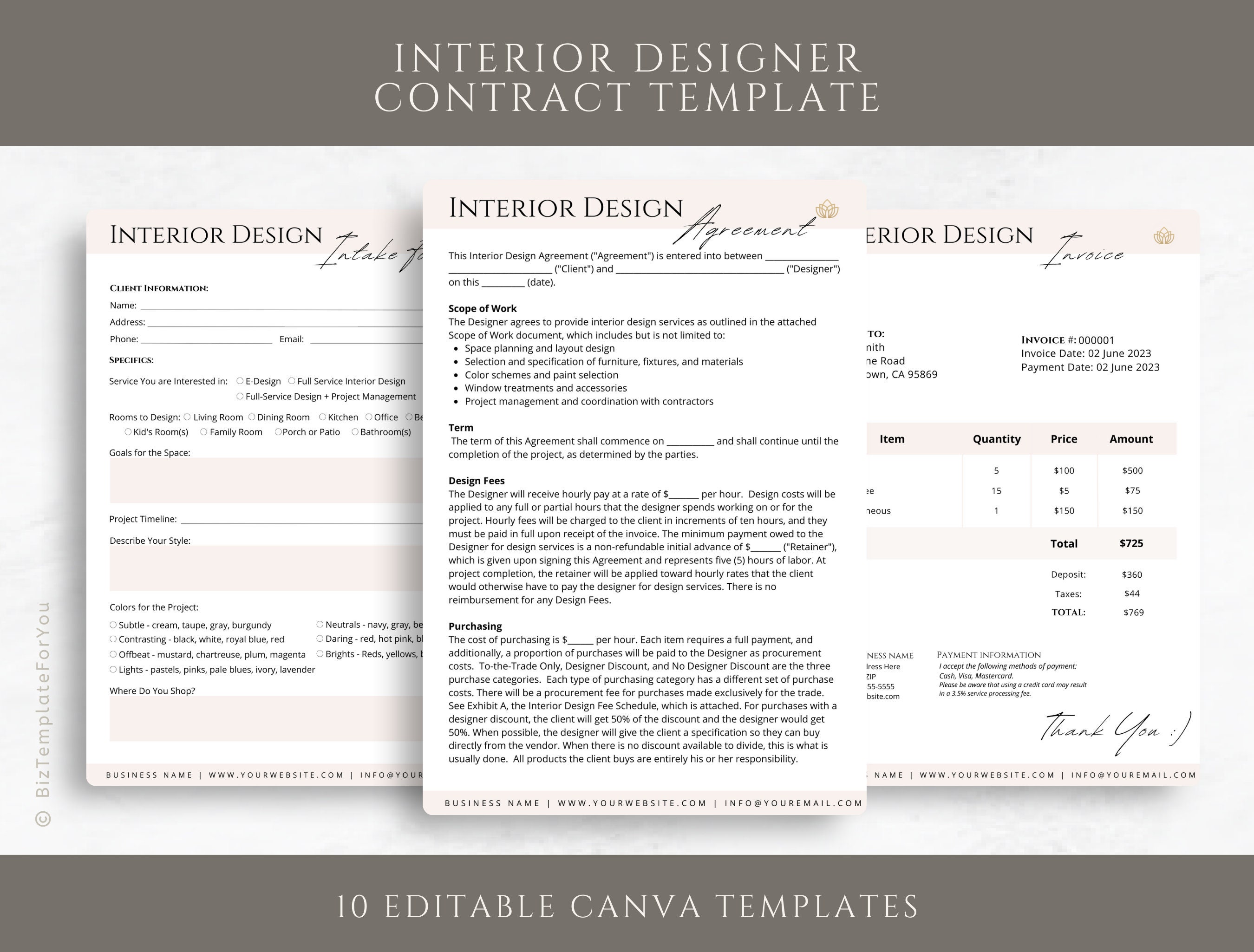 Editable Interior Design Contract Template Interior Designer - Etsy