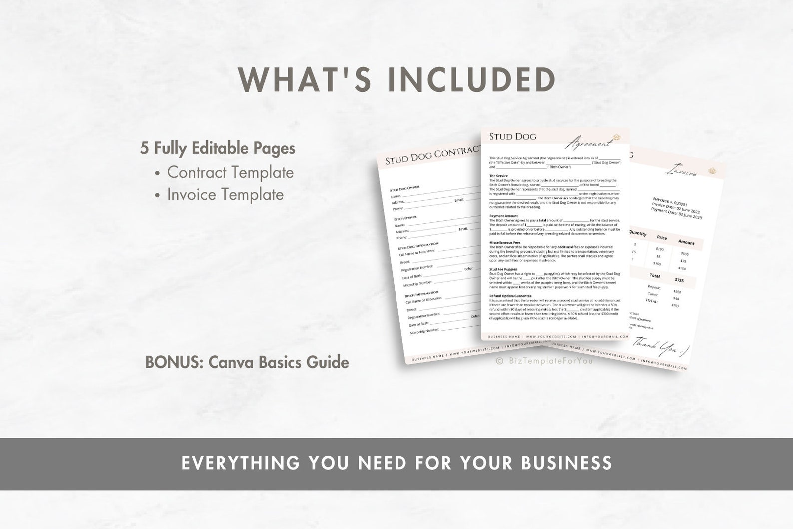 Editable Stud Dog Contract Template, Professional Breeding Service ...