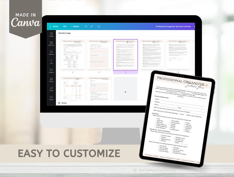 Editable Professional Organizer Contract Template Client - Etsy