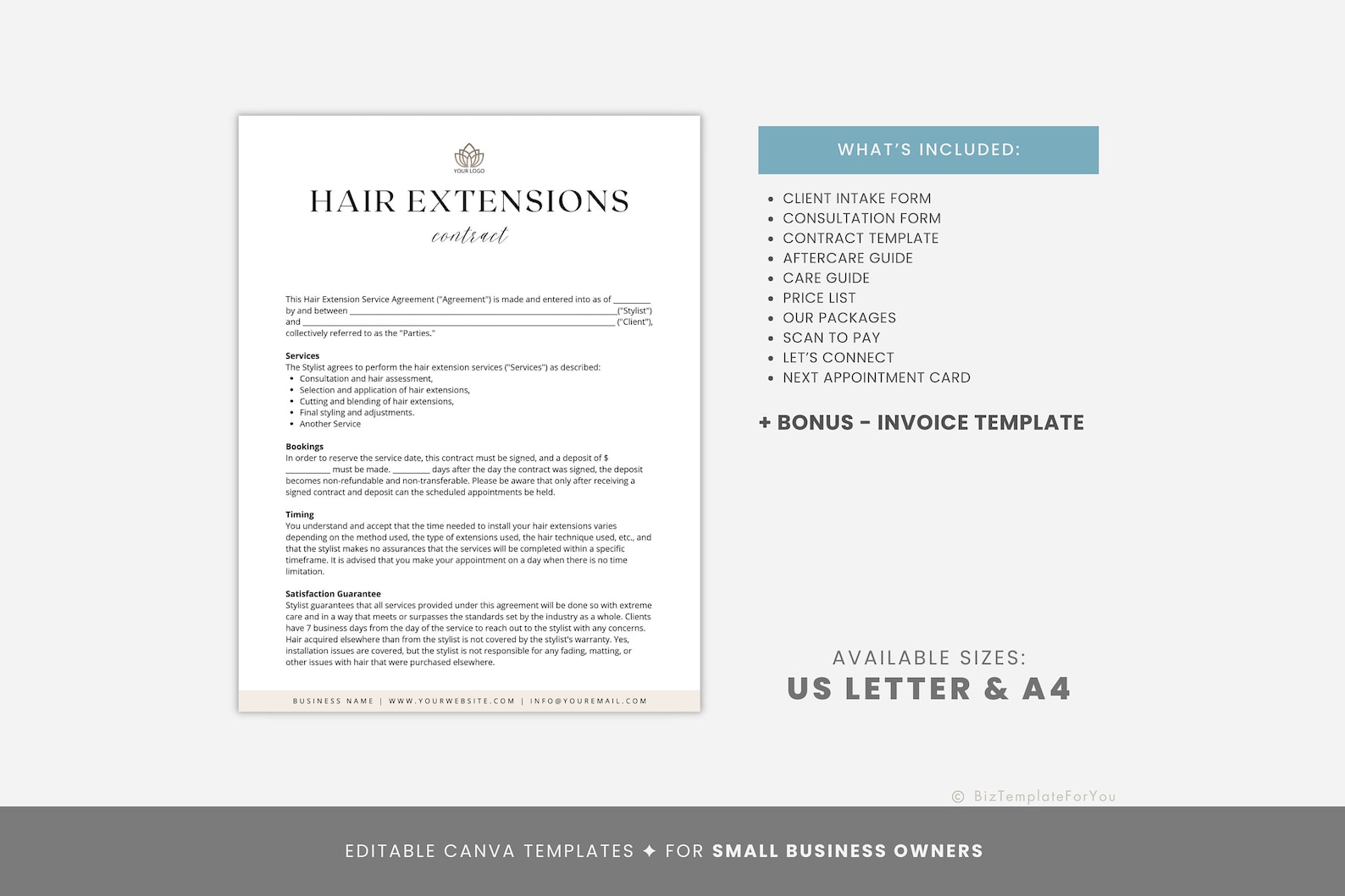 Editable Hair Extensions Forms Bundle, Templates for Hairstylists ...