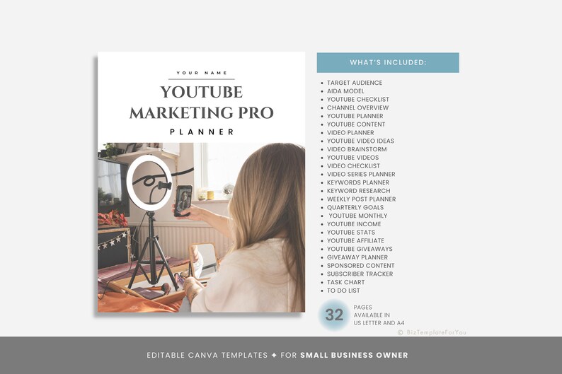 Editable Youtube Planner Template, Social Media Strategy Workbook for ...