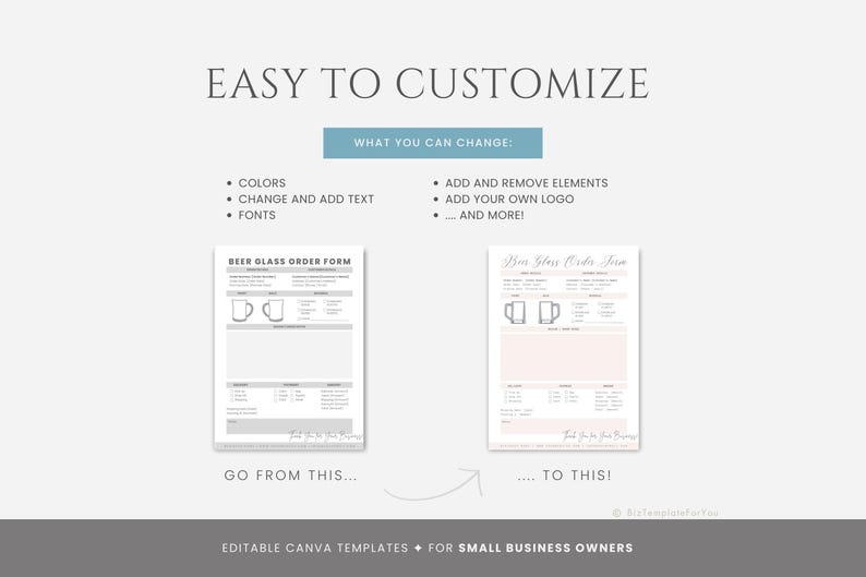 Editable Beer Glass Order Form Template, Printable Beer Glass Order ...