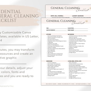 Residential General Cleaning Checklist Editable House - Etsy