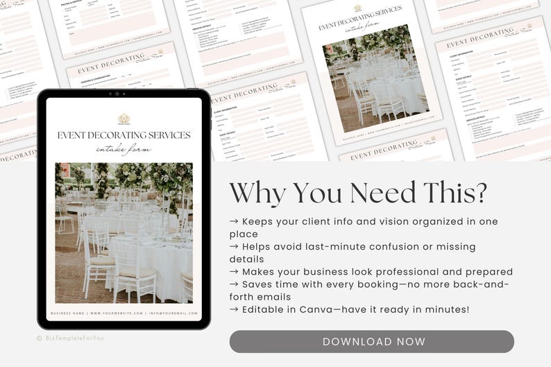 Event Decorating Intake Form Template, Event Planning Client ...
