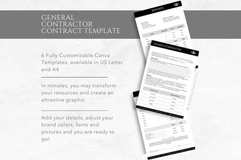Editable General Contractor Contract Template Professional - Etsy