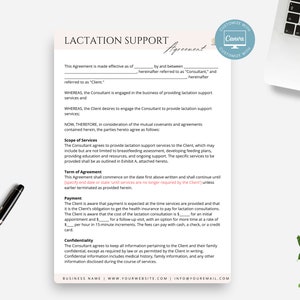 Editable Lactation Consultant Service Agreement, Breastfeeding Support ...
