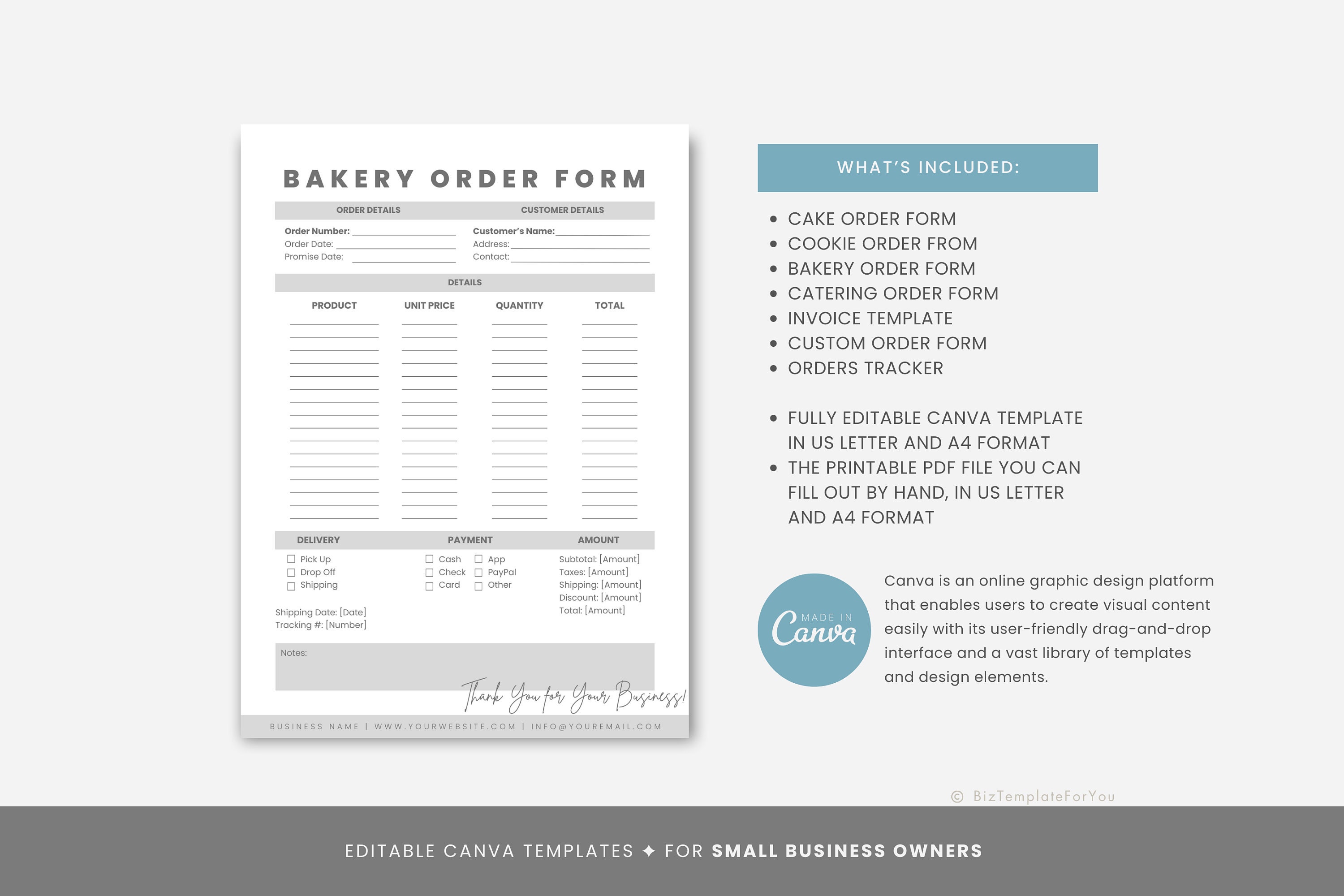 Editable Bakery Forms Templates Bundle, Printable Bakery Order Form ...