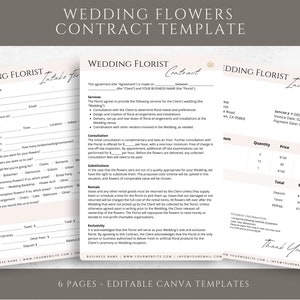 Editable Wedding Florist Contract Template Flower - Etsy