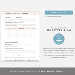 Editable Damage Report Form Template, Incident Report Form, Small ...