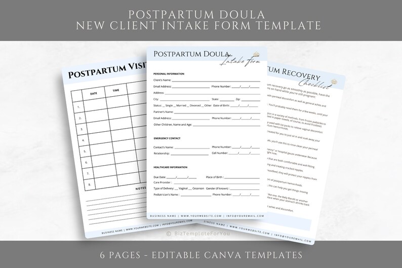 Editable Postpartum Doula New Client Intake Form Template, Doula ...