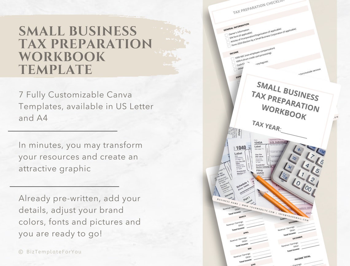 Editable Small Business Tax Preparation Workbook Template - Etsy