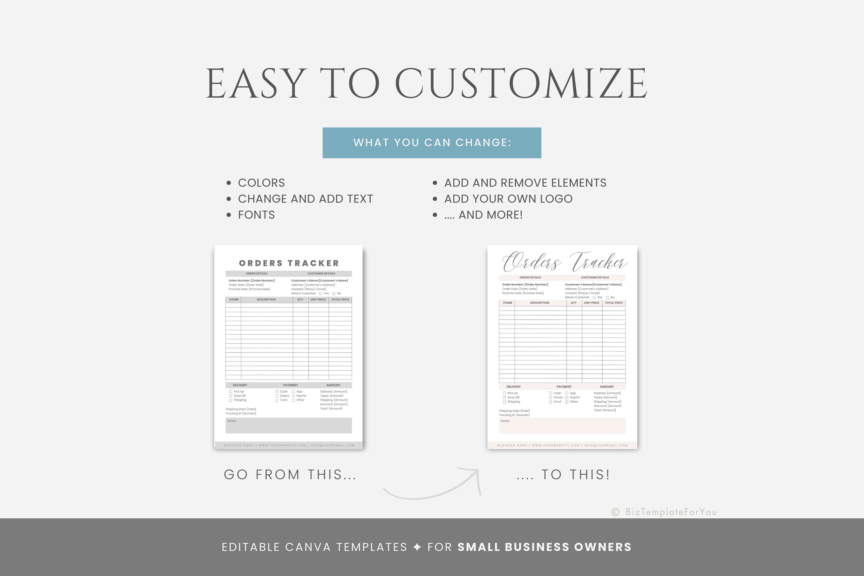 Editable Order Tracker Form Template, Printable Order History Sheet ...