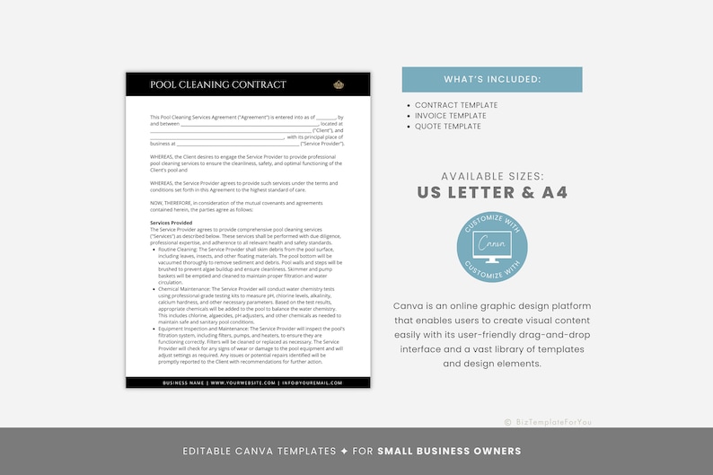 Editable Pool Cleaning Contract Template, Professional Pool Cleaner ...