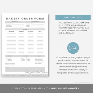 Editable Bakery Order Form Template, Printable Bakery Order Form ...