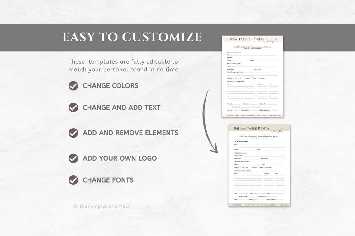 Editable Inflatable Rental Agreement Template Bounce House - Etsy