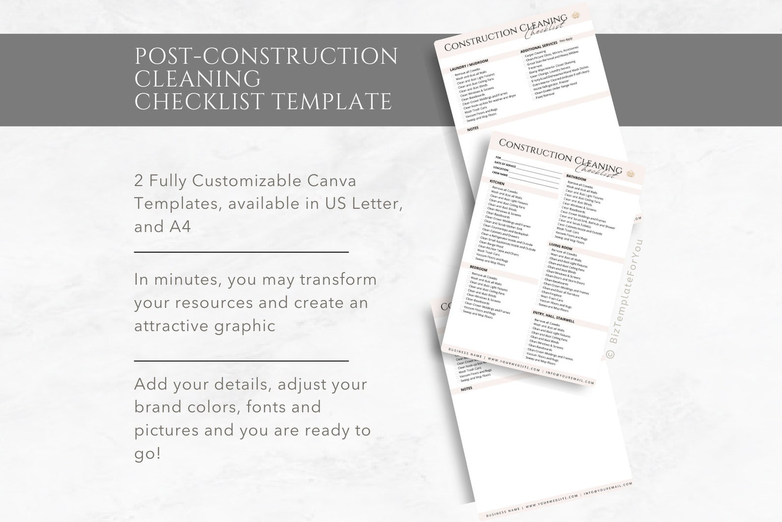 Construction Cleaning Checklist, Editable House Cleaning Checklist ...