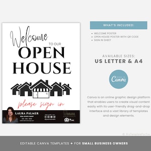 Open House Bundle - Welcome Signs and Sign in Sheet Template, Real ...