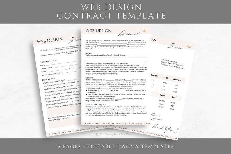 Editable Web Design Contract Template, Freelance Website Designer ...