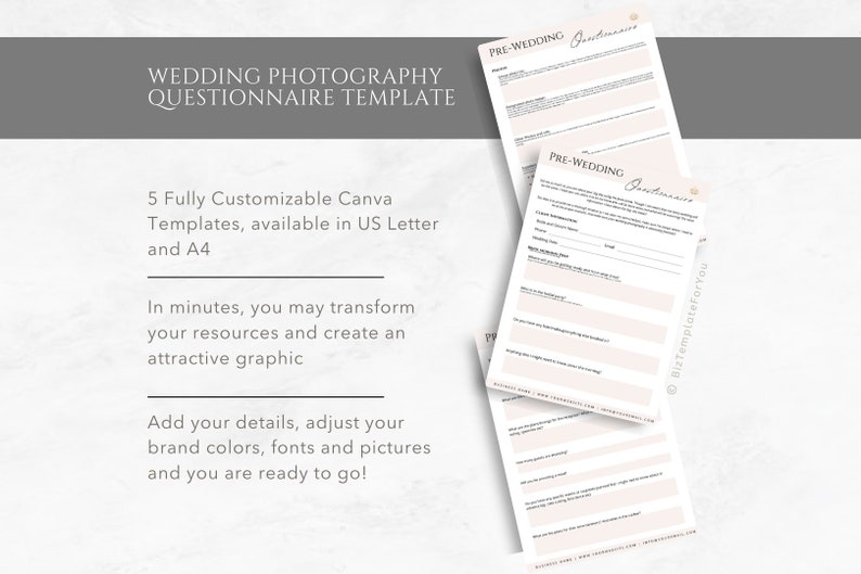 Editable Wedding Photography Questionnaire, Editable Pre-wedding Client ...