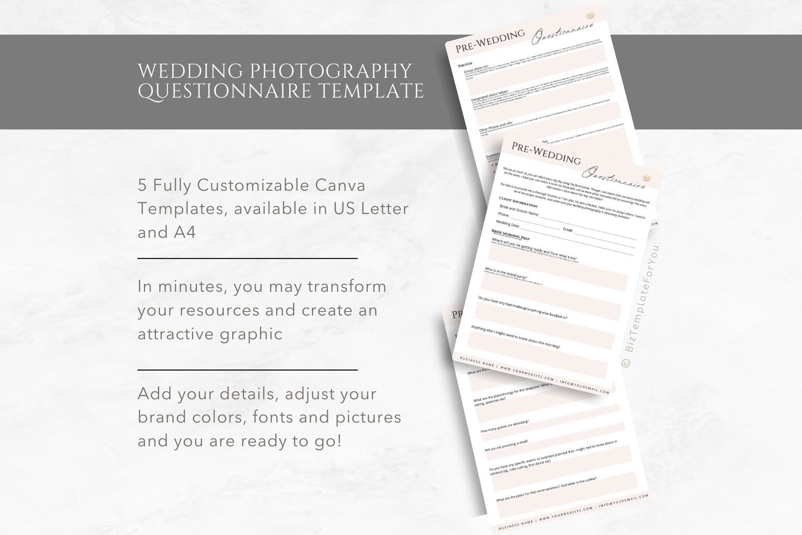 Editable Wedding Photography Questionnaire, Editable Pre-wedding Client ...