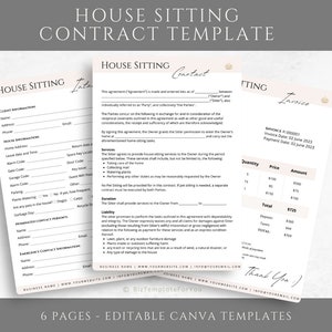 Editable House Sitting Contract Template, House Sitter Templates, Home ...