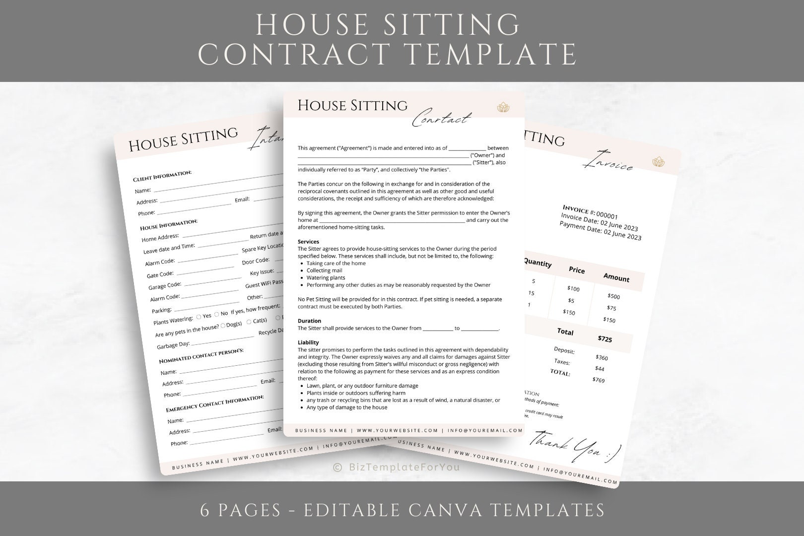 Editable House Sitting Contract Template, House Sitter Templates, Home ...