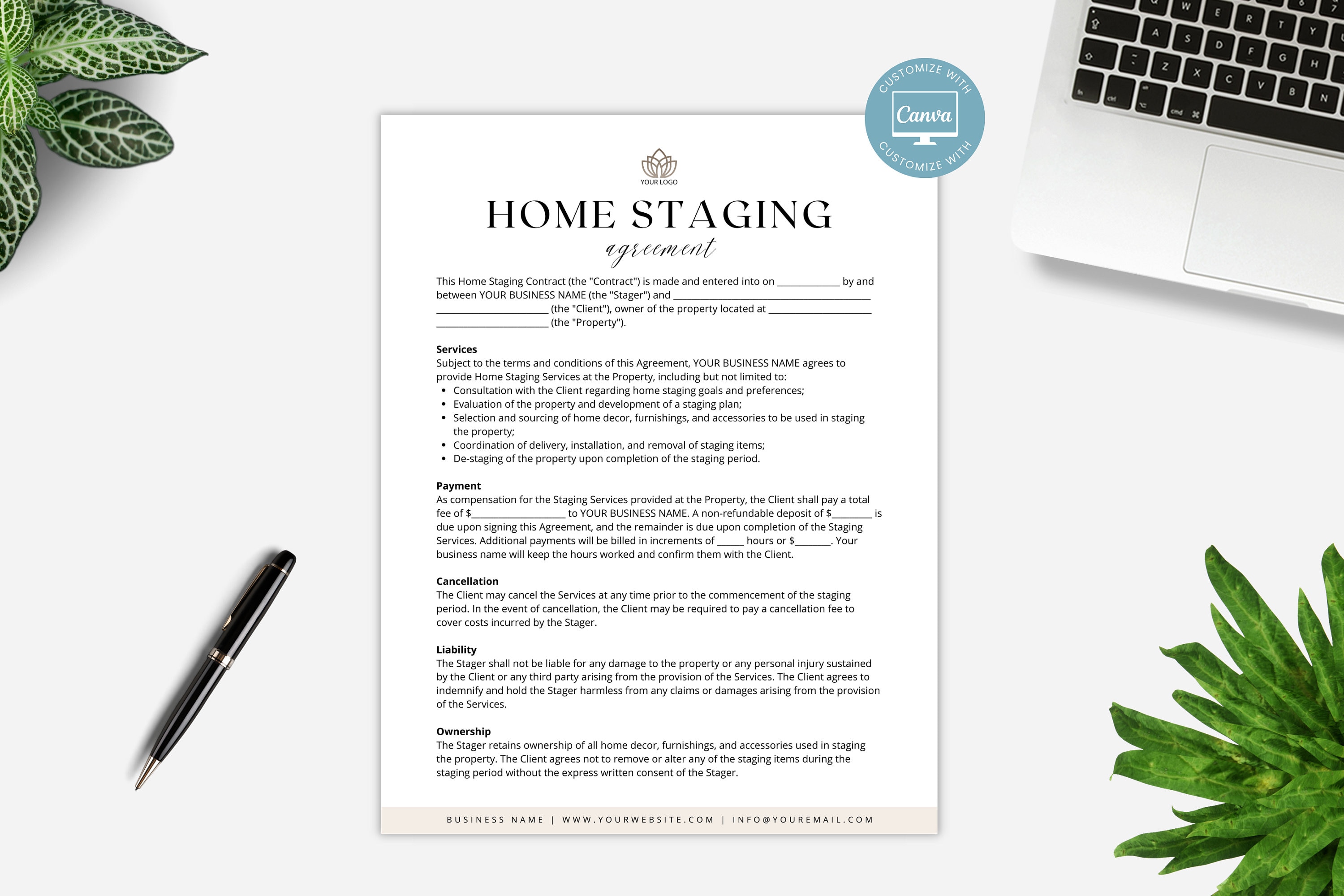 Editable Home Staging Contract Template, Property Staging Service ...