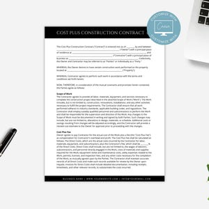 Editable Cost Plus Construction Contract Template, Construction ...