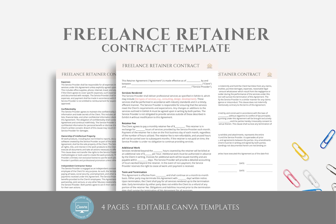 Editable Freelancer Agreement Template, Client Retainer Agreement ...